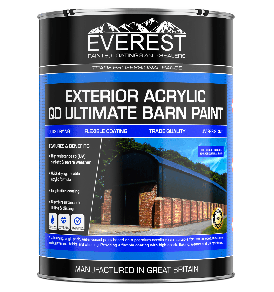 Everest Trade Ultimate Barn Paint Quick Drying Exterior Acrylic Barn Cladding Paint